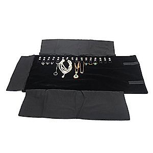 Vinerstar Jewelry Roll Bag for Holding Necklace Bracelet Ring,Jewelry Organizer 16 Hook Velvet Black