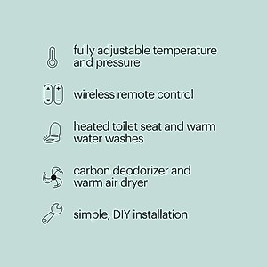 Bidet Toilet Seat Fits Elongated Toilets Oscillating Stainless-Steel Nozzle Warm Air Dryer Ambient Nightlight White Plastic