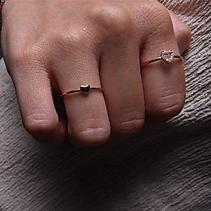 BLOSSOM & HUE Minimalist Ring for Women [Size 6] Teens & Girls [18K Gold Plated on .925 Sterling Silver] - Dainty Love/Heart Band [Hypoallergenic]