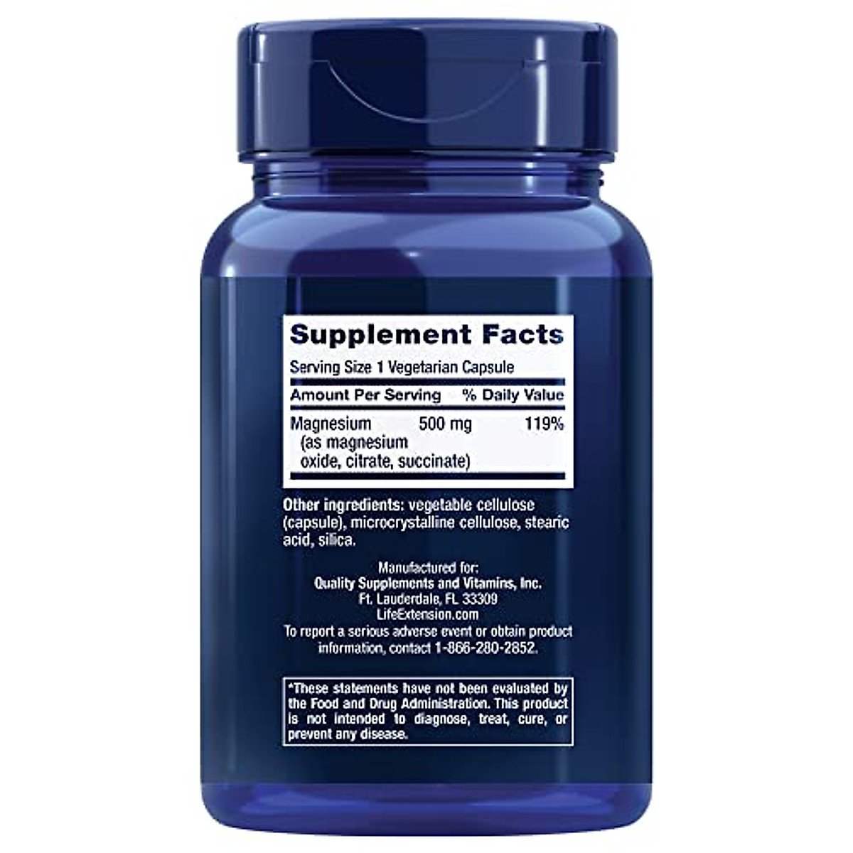 Life Extension Magnesium Caps 500 mg – Essential Mineral Blend For Cardiovascular & Whole-Body Health – Gluten-Free, Non-GMO, Vegetarian -100 Vegetarian Capsules