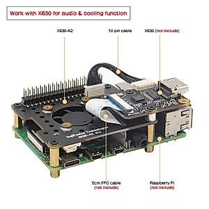 Geekworm X630-A2 Auido Hat & Cooling Fan Expansion Board for X630 Hdmi to CSI-2 Module & Raspberry Pi 4 Model B(Not include X630 & Raspberry Pi 4)