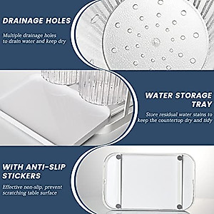 janebeauties Kitchen Utensil Holder for Countertop, Silverware Caddy with Metal Rack, Flatware Storage Cutlery Crock,Plastic 2-Cups Utensil Caddy Drying Utensil Container With Drain Tray for Party