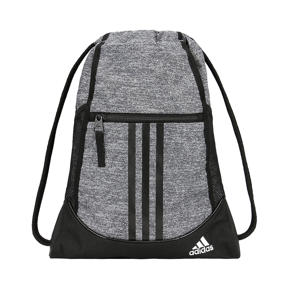 adidas Unisex Alliance Sackpack (12L) Lightweight Athletic Small Drawstring Team Sports Workout Bag, Jersey Onix Grey/Black/White, One Size