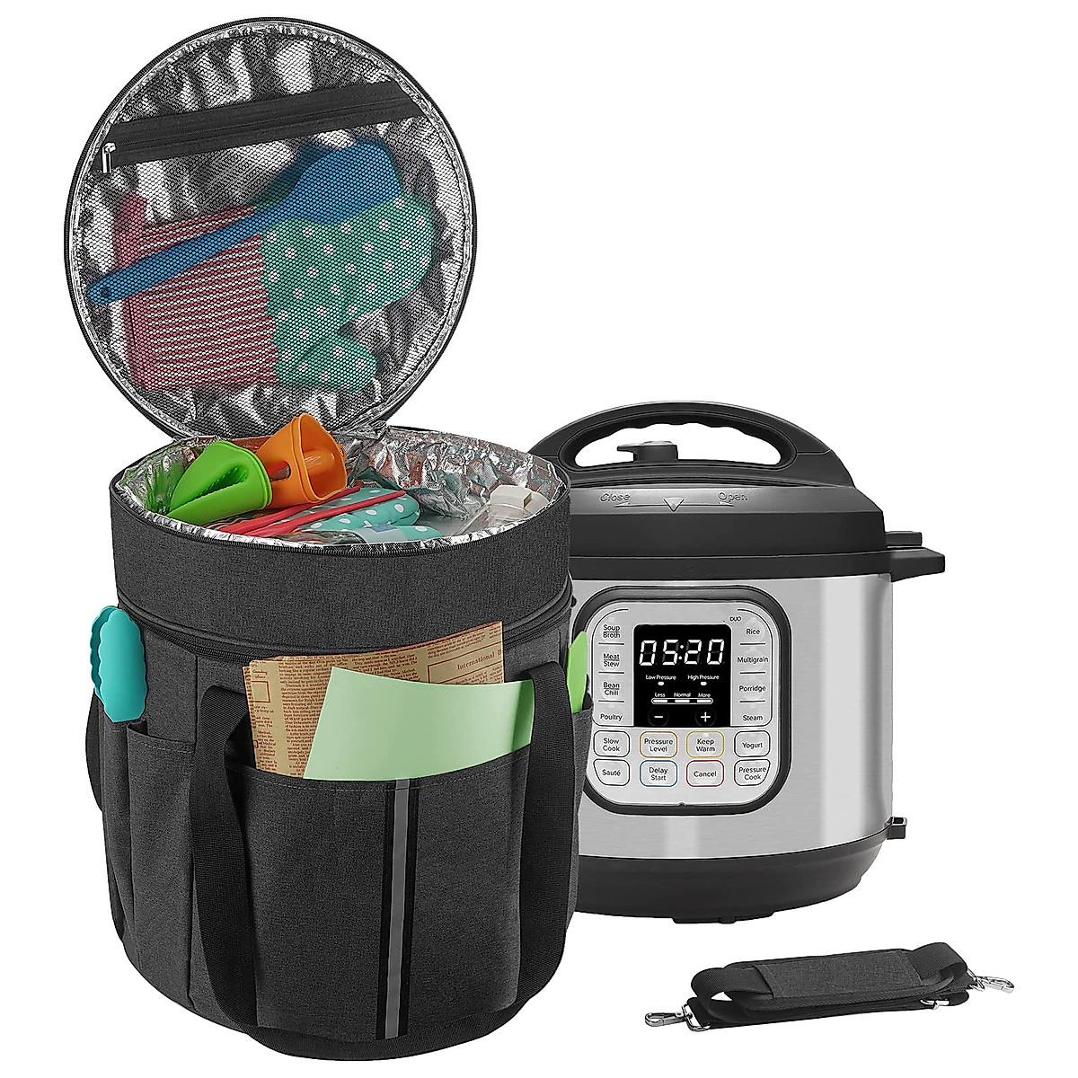 Kingshion 6-Quart Electric Pressure Cooker and Slow Cooker Carry Bag, Dark Grey, Travel, Nylon, Unisex, 1.5L, 13.25 x 15.75 x 15.75 inches