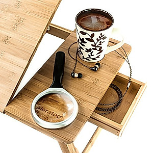 Aleratec Natural Bamboo Multi-Functional Adjustable Laptop Stand | Up to 15in | Ideal for Tablet/ Monitor/ Laptop Cooling Portable Table for Home Office