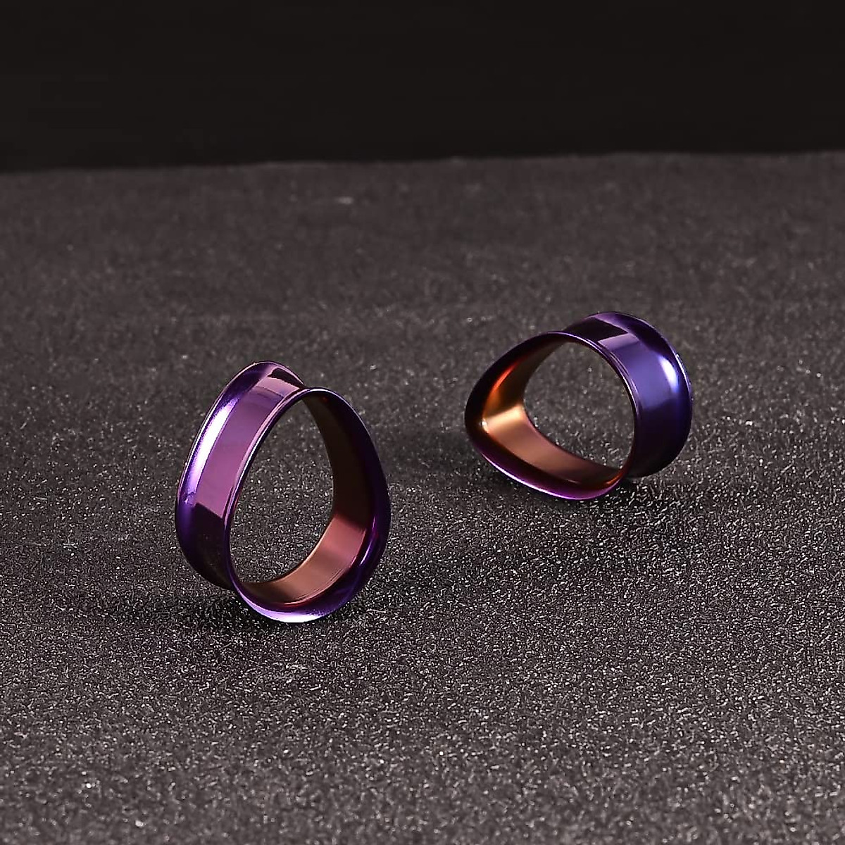 Maxbott 1 Pair 8-25mm Water Drop Design Stainless Steel Tunnels For Ears Gauges Plugs Stretchers Expander 0g-1" (22mm(7/8"), Purple)