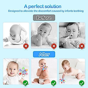 Baby Sensory Teething Toys - Updated Infant Teethers Montessori Toys, Infant Sensory chew rattles Toy Gift for Infant Newborn Boys Girls 0 3 6 9 12 18 Months Shower Gifts Toddler Learning Toys (Blue)