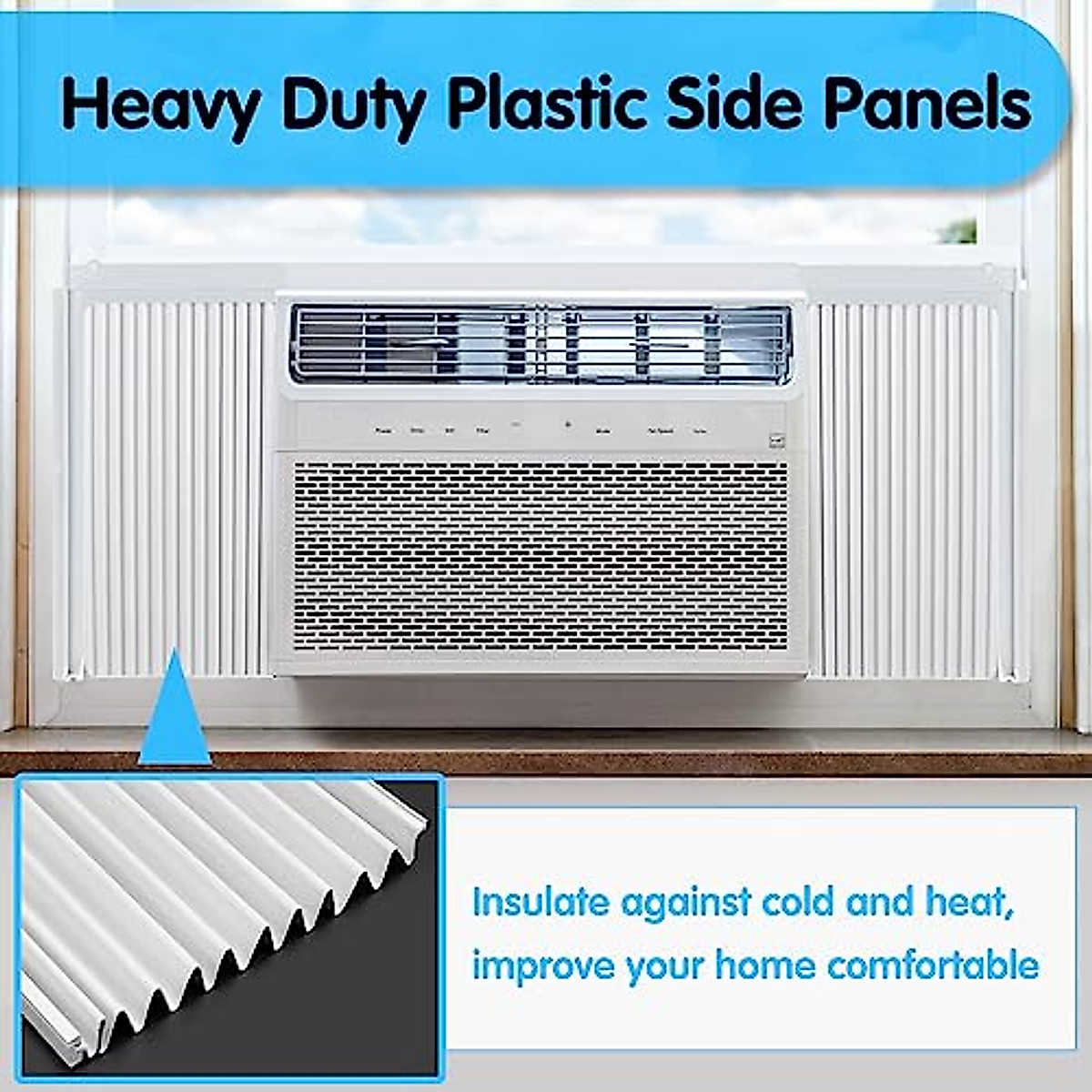 Air Jade Window Air Conditioner Side Panels with Frame, Window AC Side Panel Set for 5,000 Btu Units, Room Air Conditioner Accordion Filler Curtain Replacement Kit