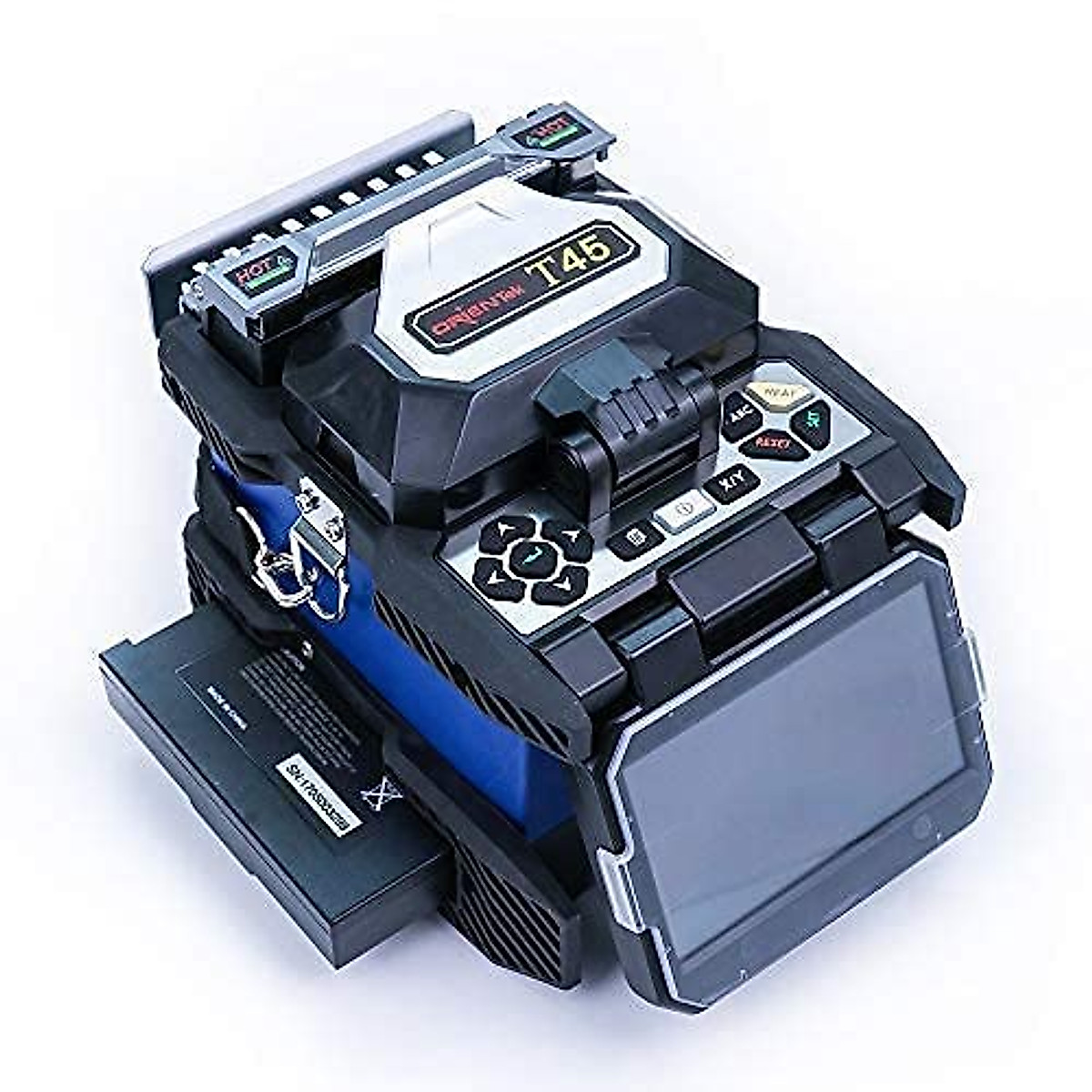 ORIENTEK T45 FTTH Fiber Optic Fusion Splicer Machine Core Alignment Fusion Splicing Machine 7sec Splice Time 250μm Fiber, 900μm Fiber, Flat Cable, Jump Cables w/Fiber Cleaver+Optic Power Meter