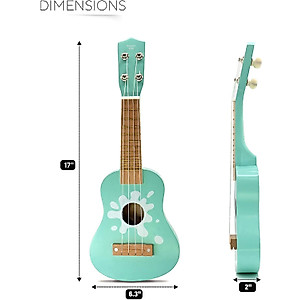 Pidoko Kids Toy Guitar Wooden Ukulele - Mint Blue - Musical Toys for Toddlers Boys and Girls