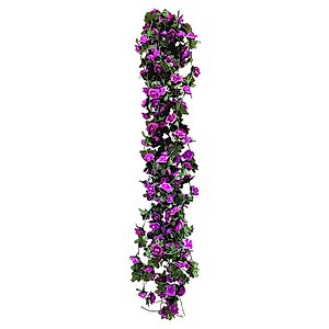 ALINREDBX 5pcs Artificial Flowers Fake Rose Vine Flowers Plants Hanging Rose Ivy for Home Hotel Wedding Party Garden Décor (Dark Purple)