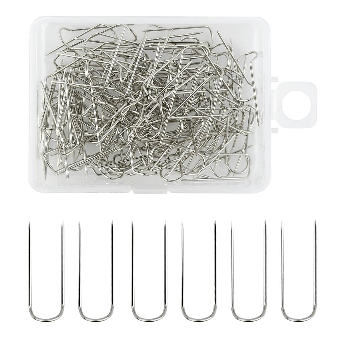 100 Pieces U Shaped Fork Pins for Sewing Double Blocking Pins U-Pins for Jewelry Display Craft DIY Multipurpose Straight Pins for Fabric Quilting Crafts Making Home Decor Needlecrafts Pin U Pin Needle