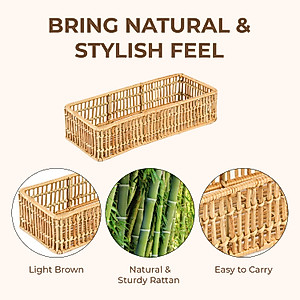 Xavia Handicrafts Rattan Woven Bathroom Organizers and Storage | Woven Over Toilet Paper Holder for Bathroom Countertop Organizing | Diaper Caddy Accessories for Bathroom Shelves Over Toilet