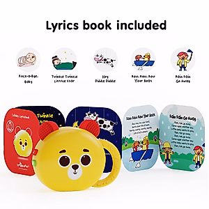 Teddy tunez Baby Toys Musical Toy Interactive Development Educational Kids Music Station Rattle Teething Safety Easy Hold Grab Sing Sensory (5 Lullaby Theme Songs Ver.)