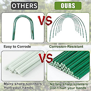 30 Pcs 17in DIY Hoops Grow Tunnel- Row Cover Garden Hoops Detachable Rust-Proof Fiberglass Support Hoops Frame DIY Greenhouse Hoop House Kit for Indoor and Outdoor Plants Raised Beds Support