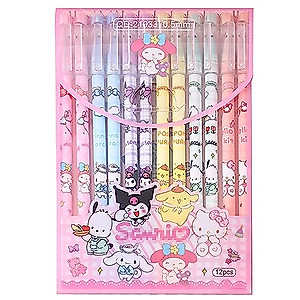 Anime School Supplies 12pcs Black Pens Cute Merch Back to School Supplies (san-color 12pcs)