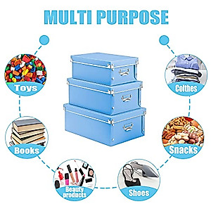 XUCHUN Foldable Storage Box with Lids，3 in 1 Set, Multiple Size Plastic Box for Clothes, Toys, Cosmetic, Books