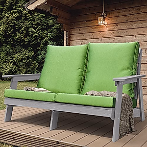 DWVO Patio Loveseat with Cushion, Hips All-Weather Resistant Outdoor Garden Sofa Wood Grain Outdoor Couch with Polyester Pillow, Green