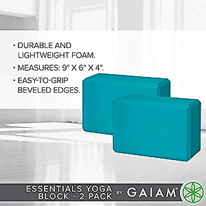 Gaiam Essentials Yoga Block (Set of 2) - Supportive Latex-Free EVA Foam Soft Non-Slip Surface for Yoga, Pilates, Meditation, Vivid Blue