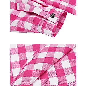 HOTOUCH Flannel Shirt for Women Long Sleeve Mid-Long Shirts with Pockets