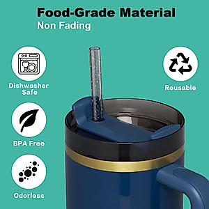 Allwith 12 PCS Replacement Straws for Stanley|Owala|Simple Modern 40oz 30oz Tumbler, Reusable Color Drinking Straws with Cleaning Brush for Stanley Cup Accessorie，BPA Free, Dishwasher Safe