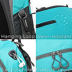 TurnWay Amanda 50L Water-Resistant Travel Backpack/Casual/Hiking/Camping Daypack with Rain Cover, Headphone Hole (Lake Blue)