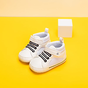 CENCIRILY Baby Boys Girls High Top Sneakers Soft Soles Anti Skid Infant Ankle Shoes Toddler Prewalker First Walking Crib Shoes