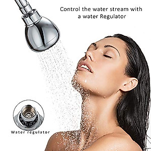 SPA High Pressuer Showerhead chrome Anti-leak Shower Head For Powerful Water Rain With Removable Flow Restrictor - Unique 3 Inch - 5 Years Wrranty + Free Relaxing Loofah Sponge