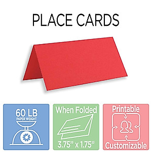 JAM PAPER Printable Place Cards - 3 3/4 x 1 3/4 - Brite Hue Red - 12/Pack