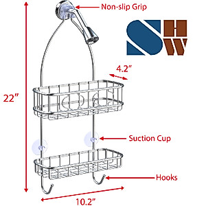 Simple Houseware Stainless Steel Bathroom Hanging Shower Head Caddy Organizer (22 x 10.2 x 4.2 inches)
