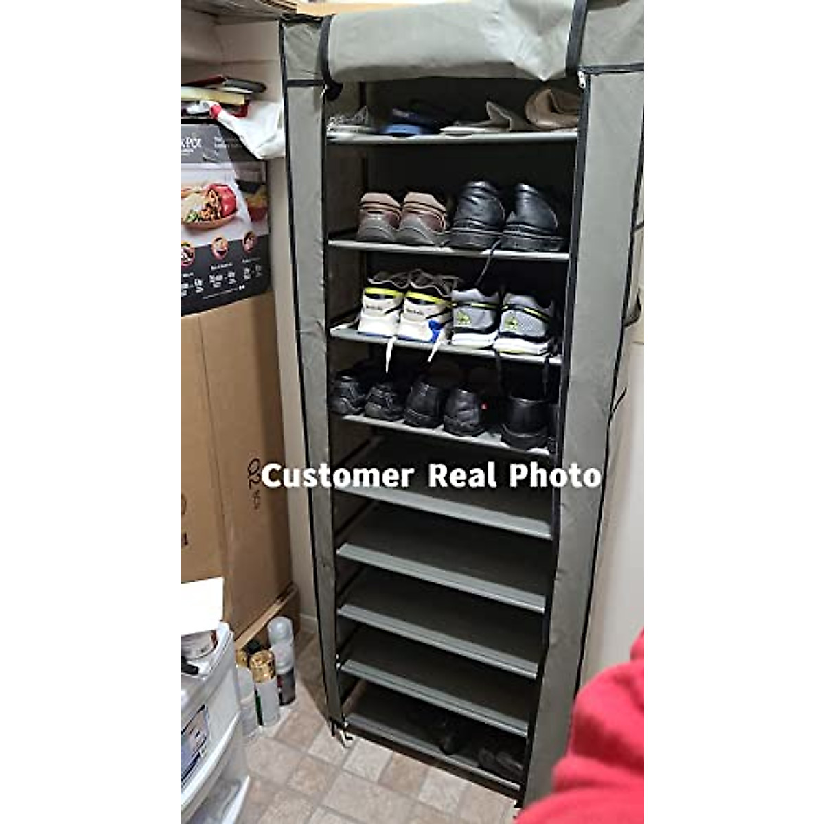 dcmtoamz Fashionable Room-Saving 9 Lattices Non-Woven Fabric Shoe Rack Gray