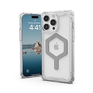 URBAN ARMOR GEAR UAG [Updated Ver] Compatible with iPhone 15 Pro Max Case 6.7" Plyo Ice/Silver Built-in Magnet Compatible with MagSafe Charging Rugged Anti-Yellowing Transparent Clear Protective Cover