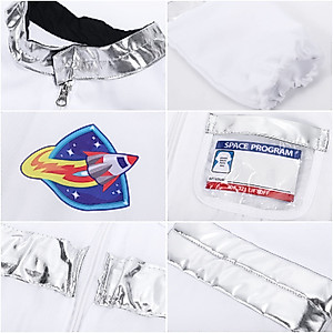 Children's Astronaut Costume Space Pretend Dress up Role Play Set for Kids Boys Girls with a Free America Flag Pin