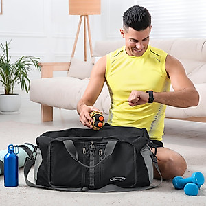 G4Free 40L/65L Foldable Duffel Bag, Water-Repellent Travel Backpack, Lightweight Carry Bag for Overnight Weekender Sports Men Women, Balck, 40L