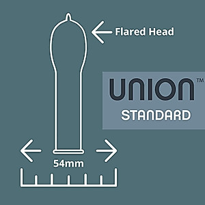 UNION Standard Premium Ultra-Thin Condoms 12 Count, Flared Head, Natural, Non-Toxic, Vegan, 54mm, Medium Size