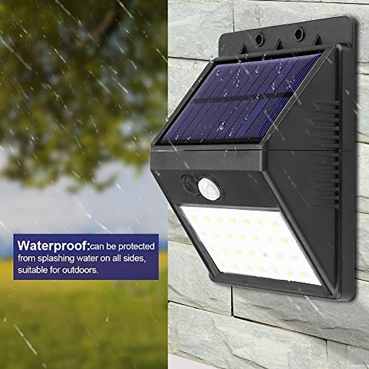 Solar Sensor Light, Waterproof Garden Light Solar Powered Light 3 Modes Wall Light for Home Garden