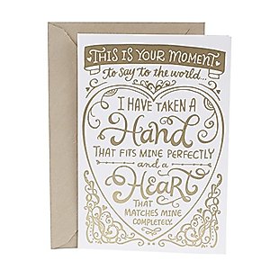 Hallmark Mahogany Wedding Card (Gold Heart), Gold Lettering (0299RZD2062)