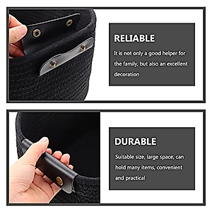 LUOZZY Storage Basket Tabletop Basket No Lid Cotton Rope Woven Table Storage Basket (Black)