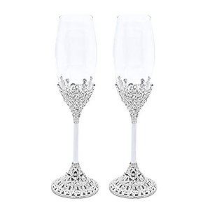 LASODY Crystal Set Champagne Flutes - Wedding Glasses for Bride & Groom - Toasting Cups Gift Sets for Couples - Engagement, Wedding, House Warming Gift