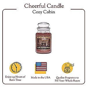 A Cheerful Giver - Cozy Cabin Scented Glass Jar Candle (24 oz) with Lid & True to Life Fragrance Made in USA