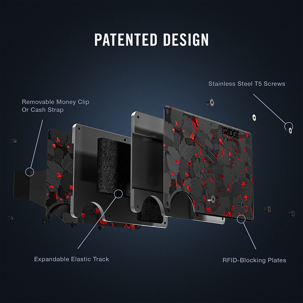 Ridge Wallets for Men - Slim Minimalist Wallet For Men, Front Pocket Wallets for Men, RFID Wallet For Men - Card Holder Wallet (Forged Ember)