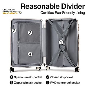 Hanke 20 Inch Carry On Luggage Airline Approved, Lightweight PC Hardside Suitcase with Spinner Wheels & TSA Lock,Rolling luggage bags for Weekender,Carry-On 20-Inch(Bamboo Green)