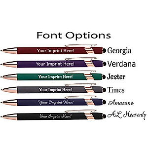 Express Pencils™ - Personalized Pens Gift Set - 2 Pack of Rose Gold Soft Touch Metal Pens w/gift box - Luxury Ballpoint Pen Custom Engraved w/Name or Message | Perfect for Him or Her (Black - Black)