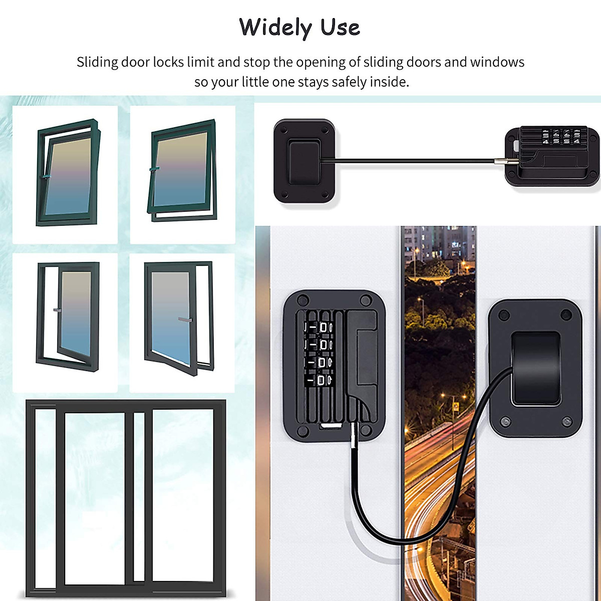 Yormorr 2 Pack Refrigerator Lock Combination Coded, Fridge Lock for Kids Safe, Child Safety Cabinet Window Locks, Baby Door Lock with Strong Adhesive, Black