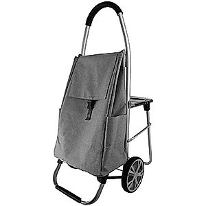 Shopping Trolley on Wheels Multi Function Shopping Cart Portable Seated Folding Trolley with Portable Waterproof Fabric Capacity Increased Storage Hand Trucks,Blue,60 * 100Cm ,Shoppin