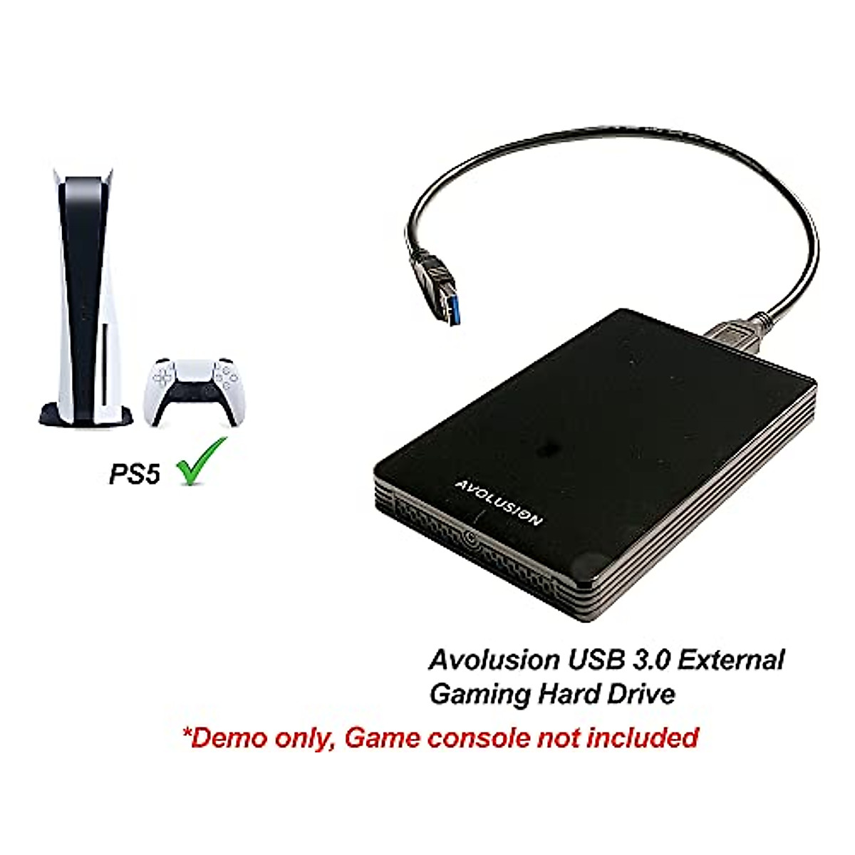 Avolusion HD250U3-Z1-PRO 500GB USB 3.0 Portable External Gaming Hard Drive (PS5 Pre-Formatted) - 2 Year Warranty