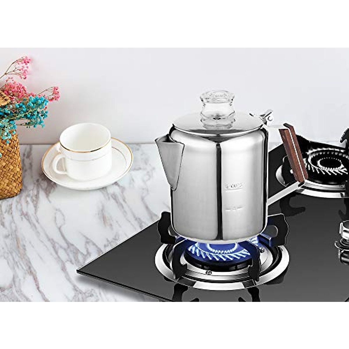 Tops 55703 Rapid Brew Stovetop Coffee Percolator, Stainless Steel, 2-6 Cup