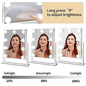NUSVAN Vanity Mirror with Lights,Makeup Mirror with Lights,3 Color Lighting Modes Detachable 10X Magnification Mirror Touch Control,360°Rotation
