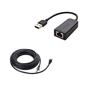 Cable Matters USB to Ethernet Adapter Supporting 10/100 Mbps Ethernet Network in Black & Snagless Cat6 Ethernet Cable