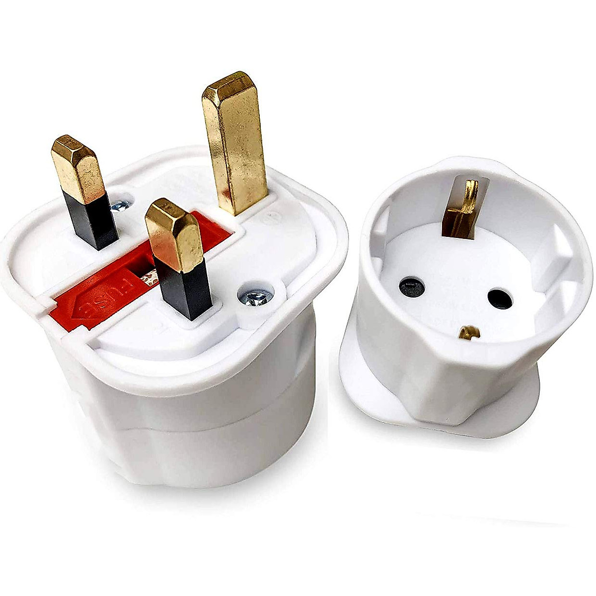 EU to UK Adapter Schuko Euro Socket 2 Pin to 13 Amp 3 Pin Plug Type C to Type G | International Universal European Europe Travel Adaptor Adopter | for Mobile Phone Tablet Laptop | 1 x White